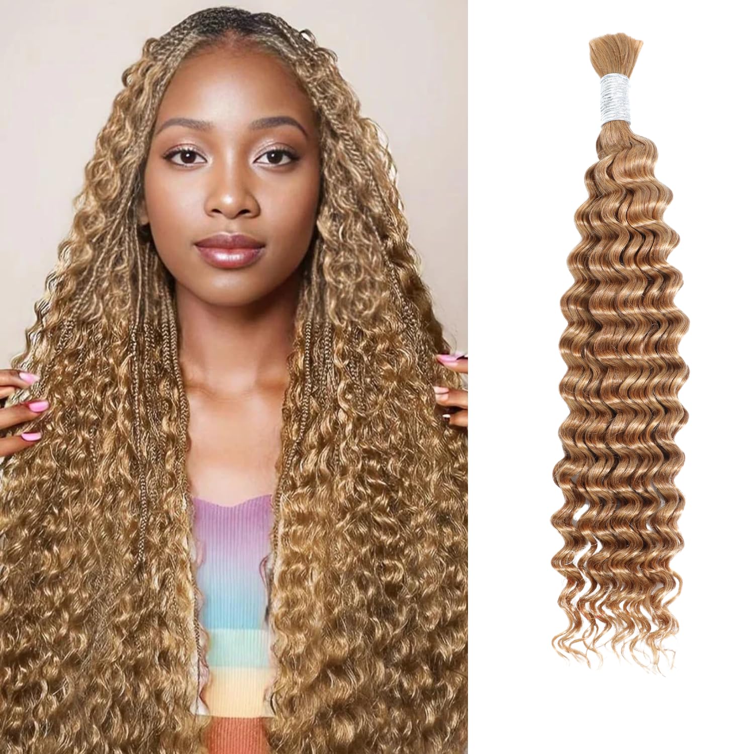 Amazon.com : Syrenlore Honey Blonde Braiding Hair Curly Human Hair for ...