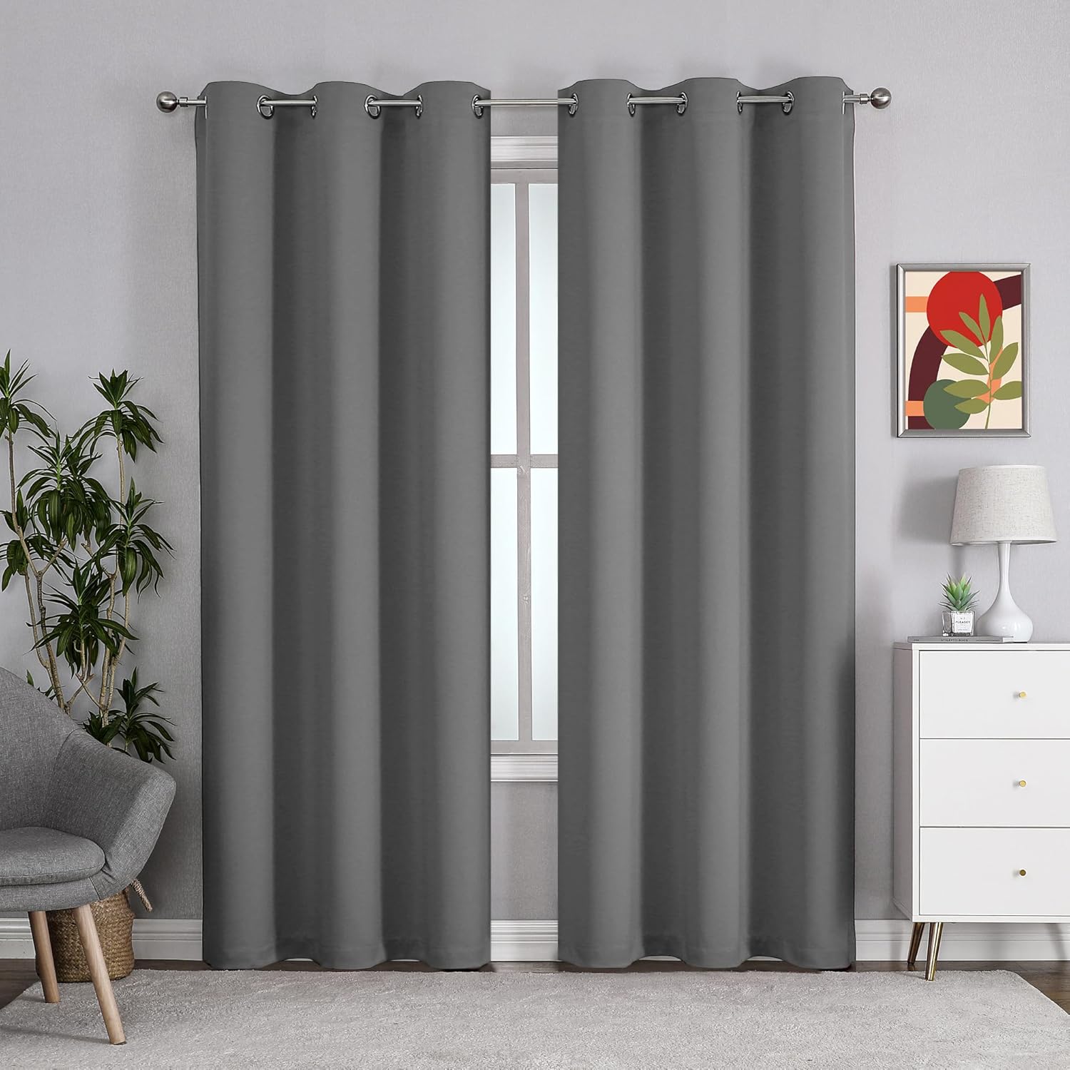 Amazon.com: ZINCIN Grey Winow Curtains for Privacy 2 Panels 34x70 ...