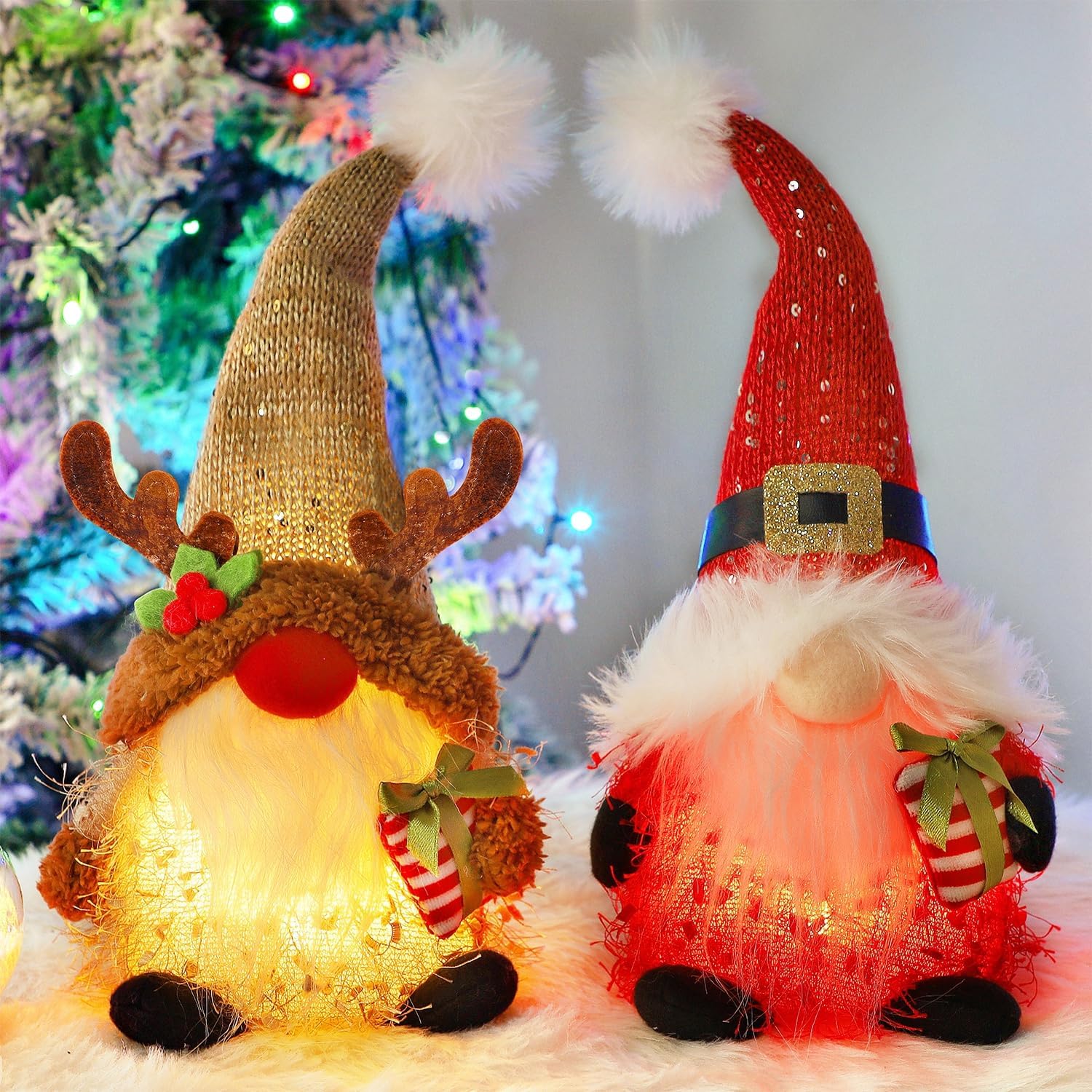 Amazon.com: Juegoal 2 Pack Lighted Christmas Gnomes, 13 Inch Handmade ...