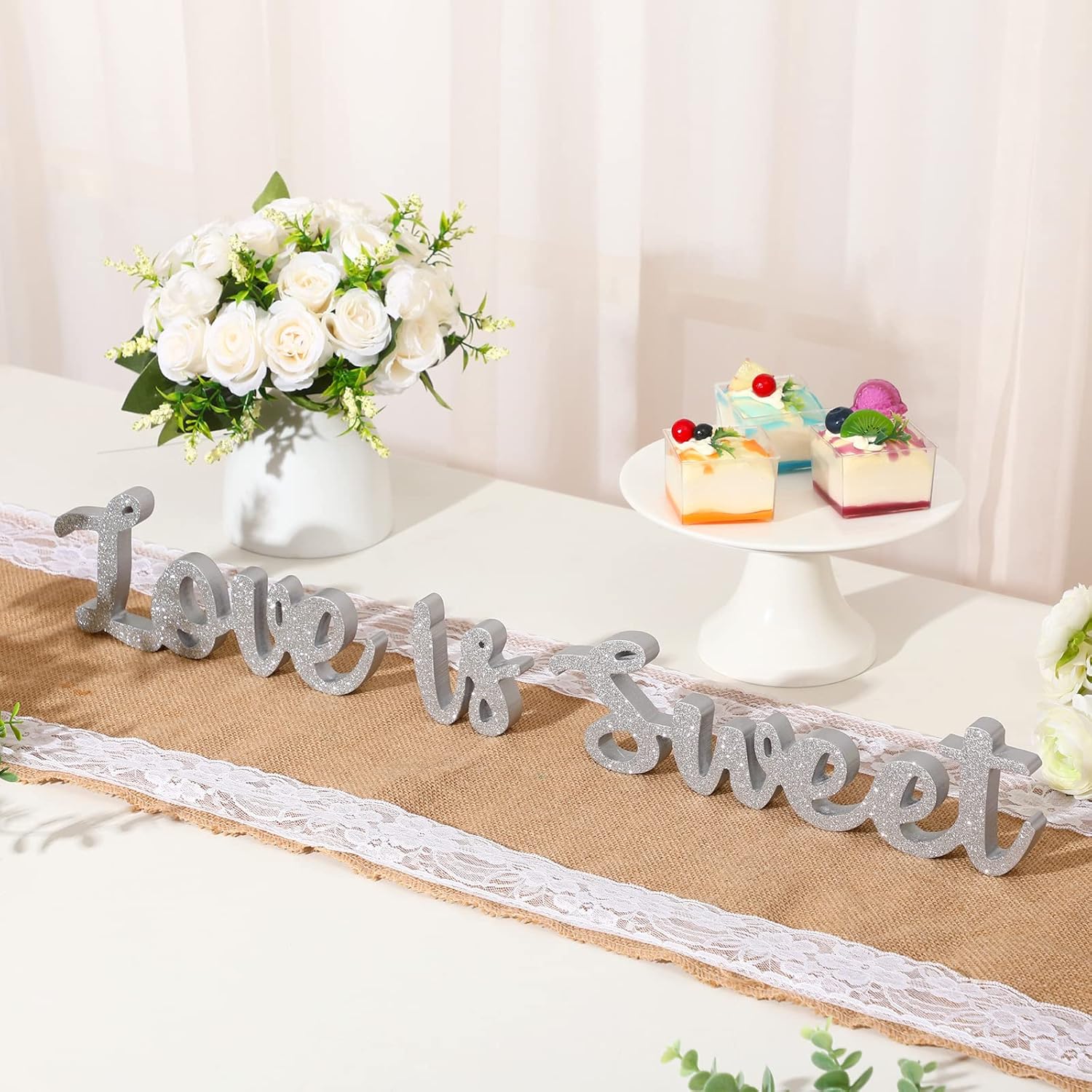 Amazon.com: Love Is Sweet Table Decor Hollow Sign Wooden Love Is Sweet ...