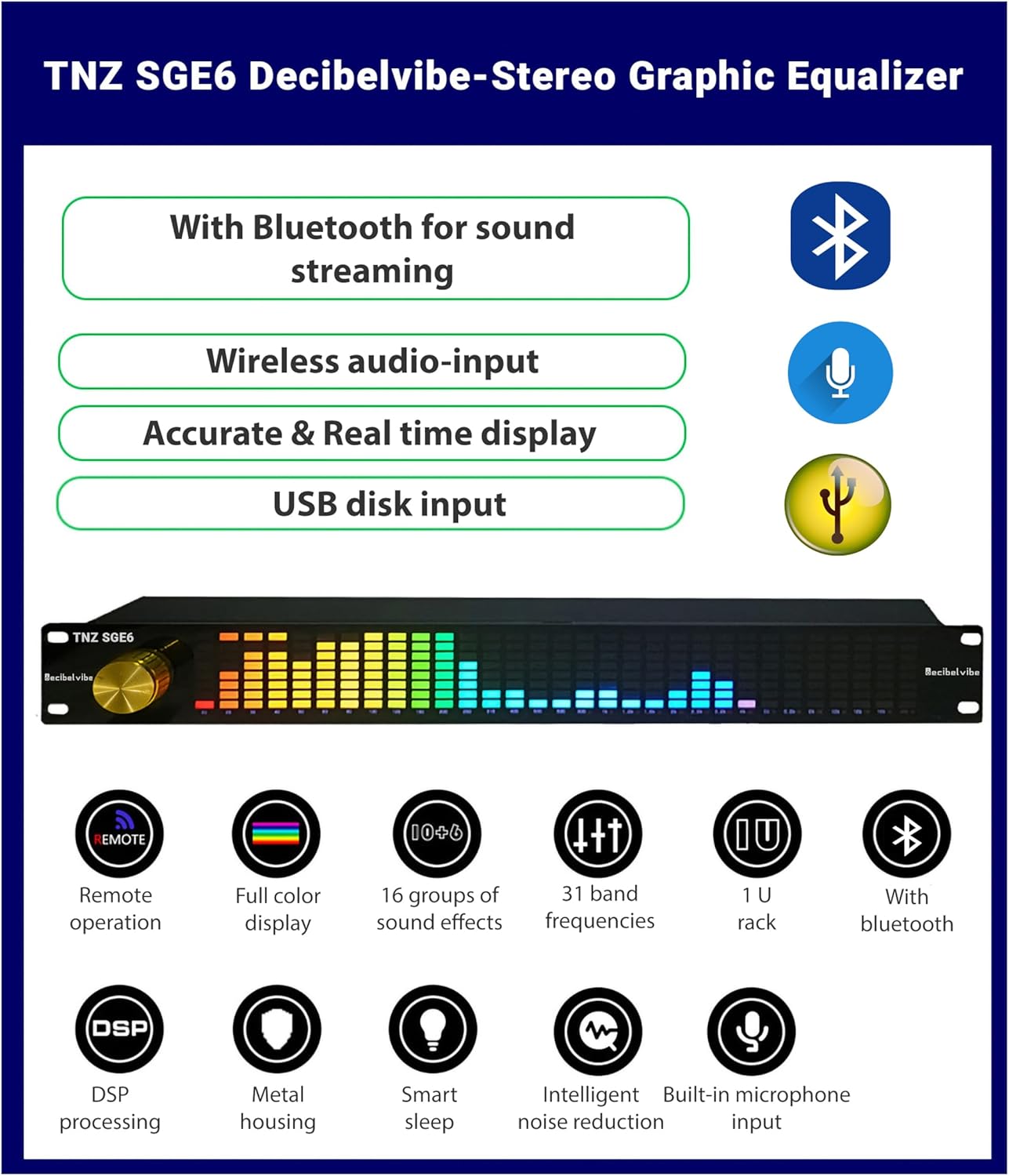 Decibelvibe TNZ SGE6 - Audio Graphic Equalizer with Barbados | Ubuy