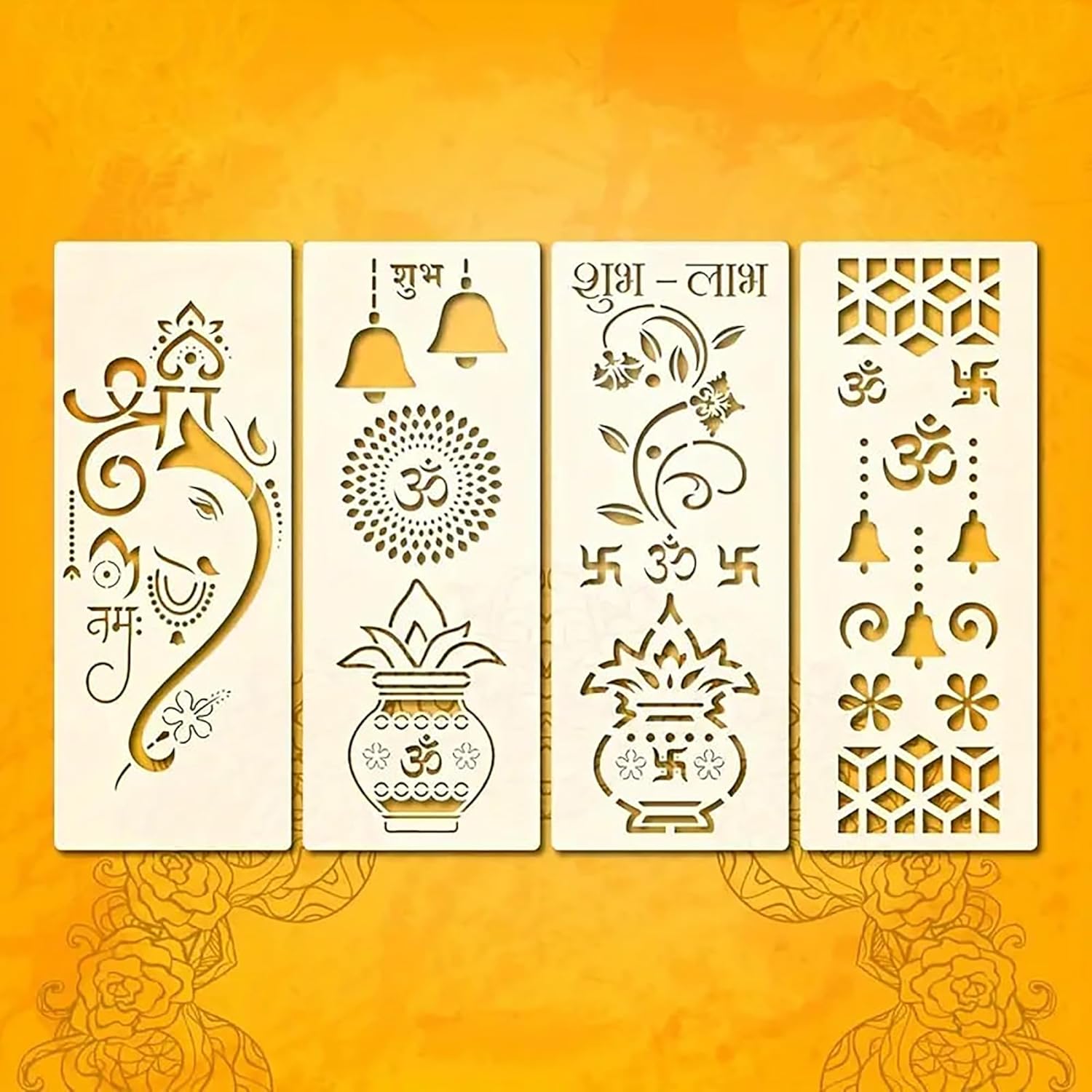 Cliths Set of 4 Indian God Stencils for Painting on Wall – 14.17 x 5.5 ...