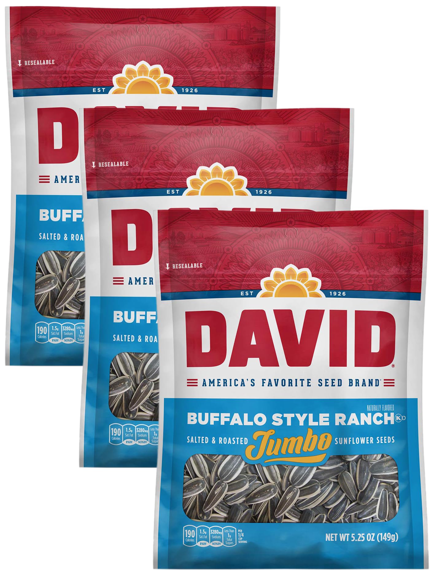 Amazon.com: DAVID Seeds Roasted and Salted Buffalo Style Ranch Jumbo ...