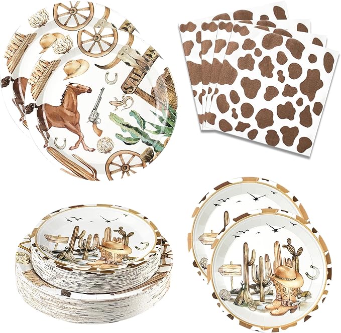 Amazon.com: 180PCS Cowboy Party Supplies Serve 60, Western Party Paper ...