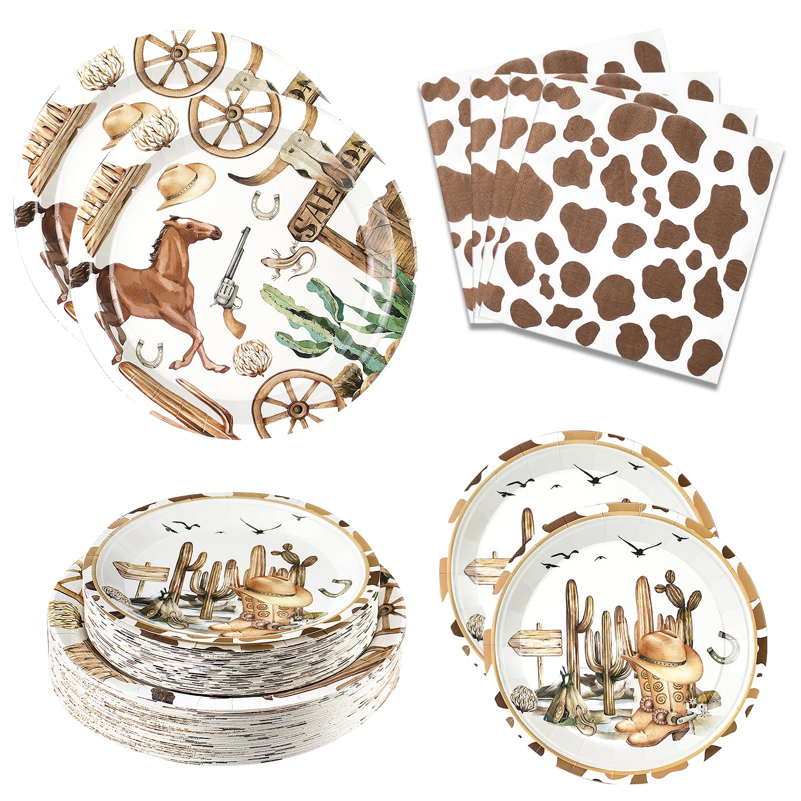 Amazon.com: 180PCS Cowboy Party Supplies Serve 60, Western Party Paper ...