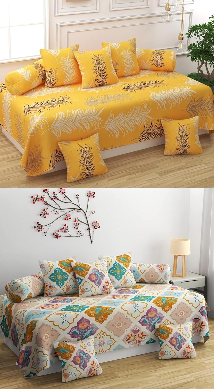 NHD HOME diwan Set Combo Pack for Living Room, diwan Set Covers Glace ...