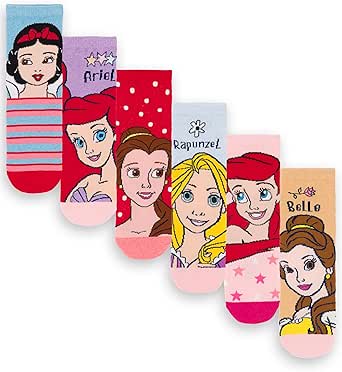 Amazon.com: Disney Princess Girls 6 Pack Socks | Kids Multicoloured ...