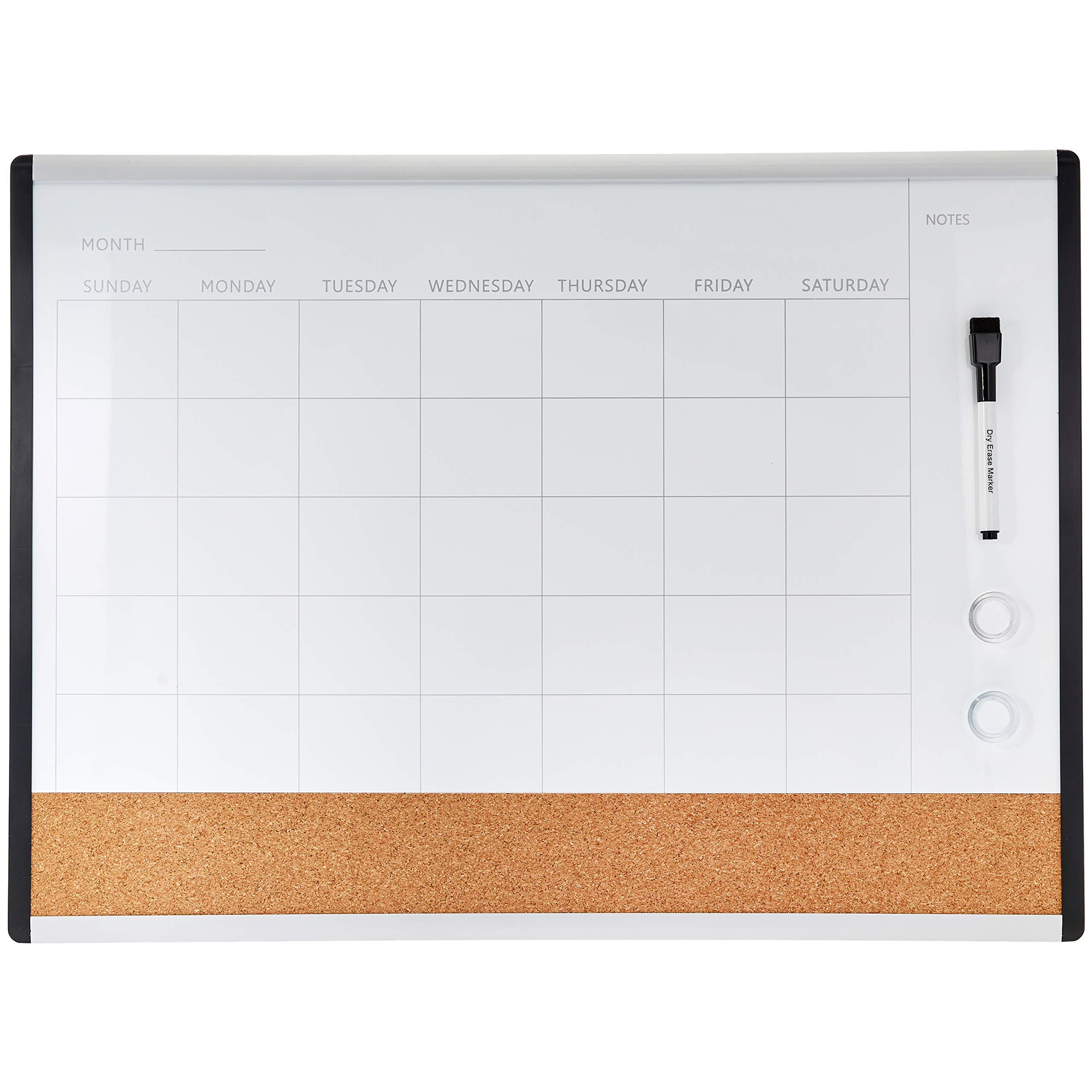 Amazon Basics 3 in 1 Combo Dry Erase Calendar Board, Plastic/Aluminum ...