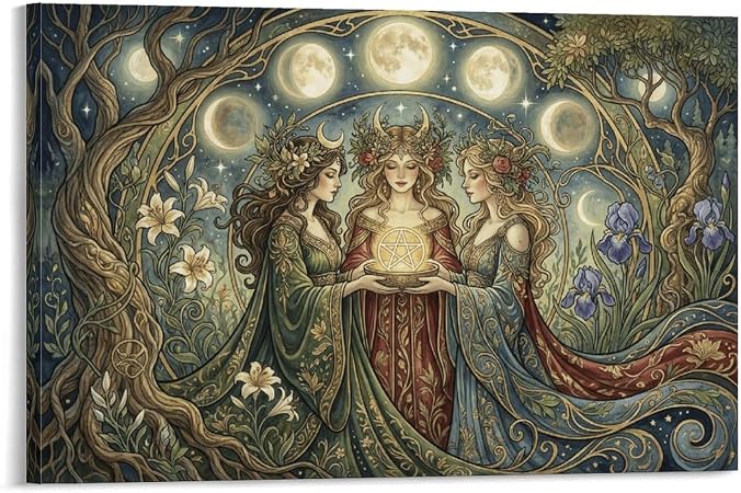 Amazon.de: GPMNBCXZK Jugendstil Anime er Mondphasen Leinwand Wandbild ...