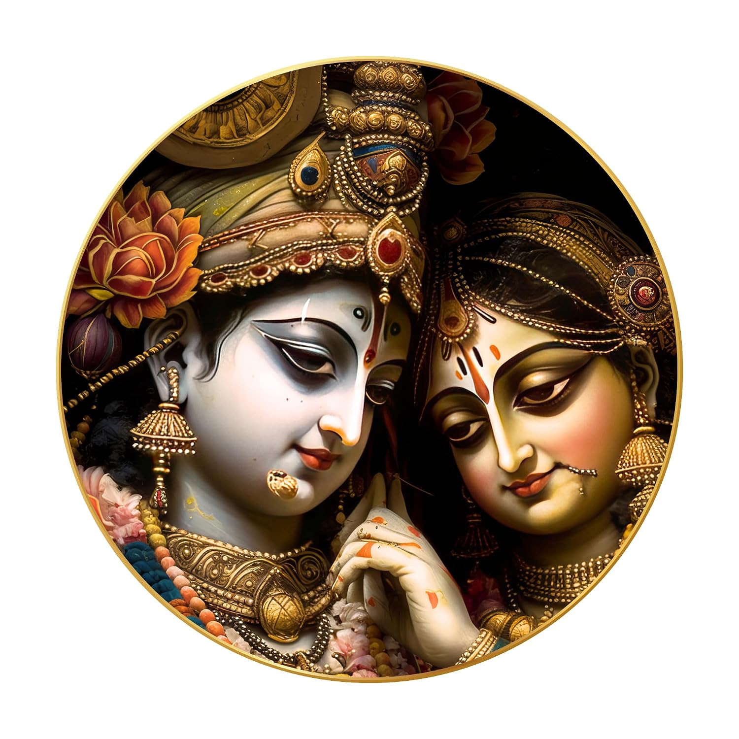 Nozvera Modern Radha Krishna Wall Painting with Frame - Sparkle Glossy ...