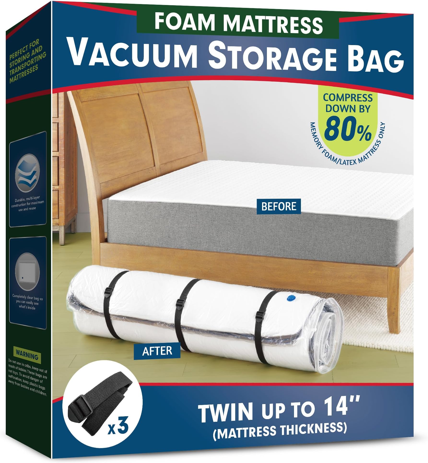 Amazon.com: Meersburg Vacuum Mattress Bag for Memory Foam and Latex ...
