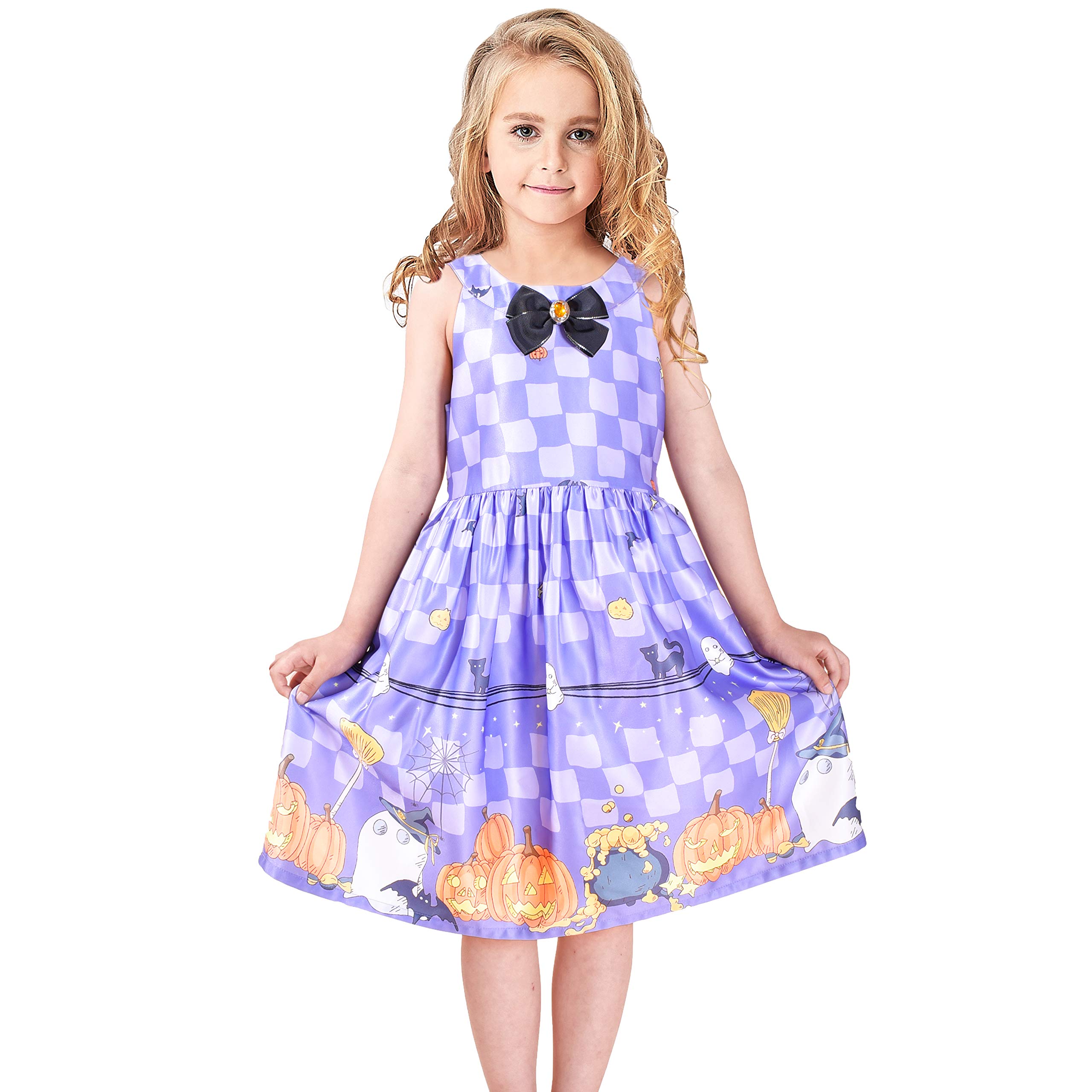 Sunny Fashion Girls Dress Witch Bat Pumpkin Halter Dress Age 7-14 Years ...