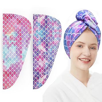 Amazon.com : ELLEWIN Microfiber Hair Towel Wrap for Kids Girls 2 Pack ...