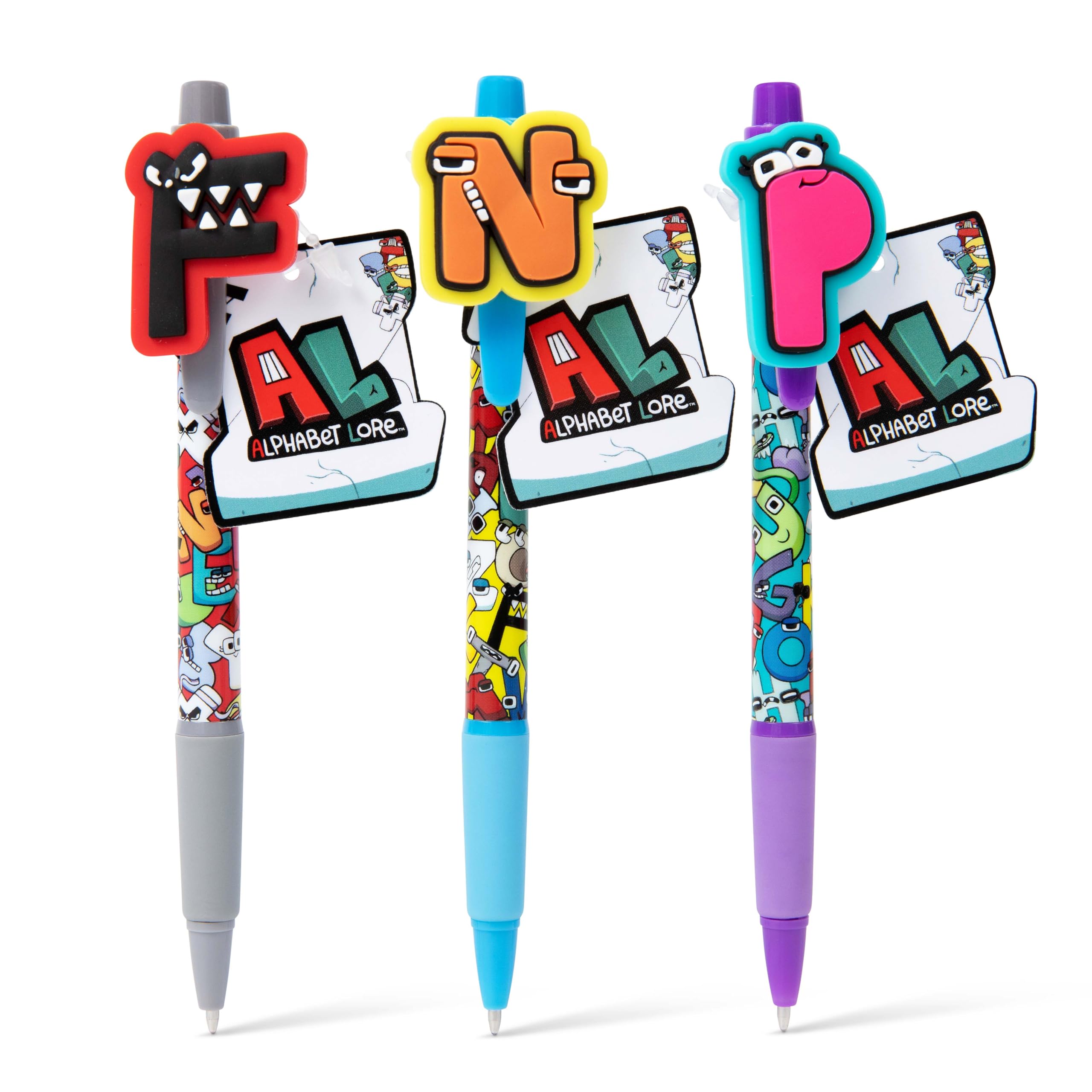 Amazon.com: Alphabet Lore – FNP Charm Pen Set (3-Pack) | 5.6" Tall Writing Utensils w/Character ...