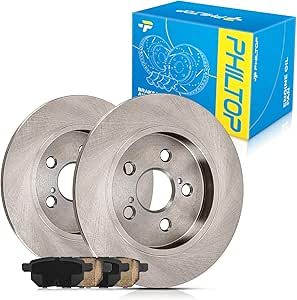 Amazon.com: PHILTOP 55159+D1354 Rear Disc Brake Rotor and Ceramic Brake ...