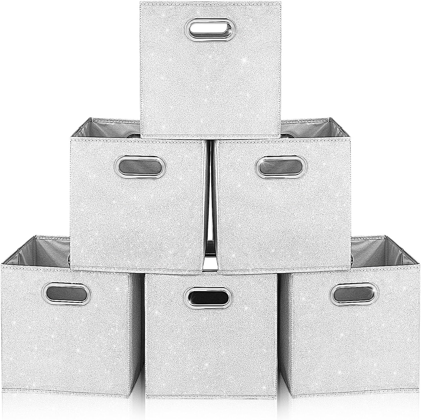 Amazon.com - Tioncy 6 Pcs Silver Storage Cubes Shiny 11 x 11 x 11 Inch ...