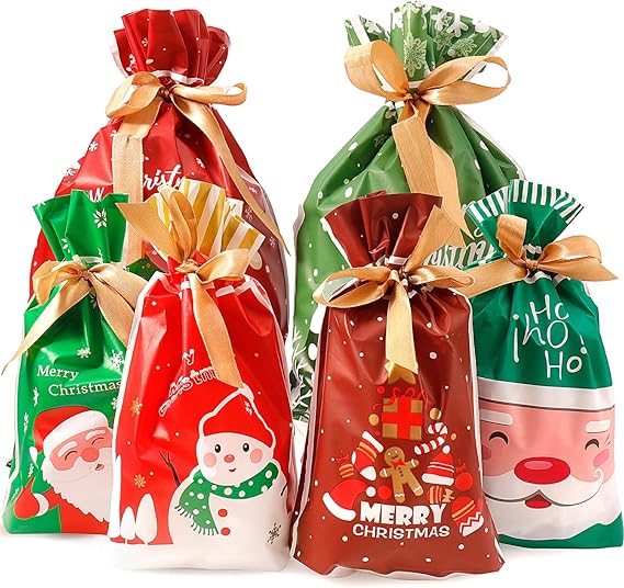 Christmas Drawstring Gift Bags Multipack - 30 PCS Christmas Bags Medium ...