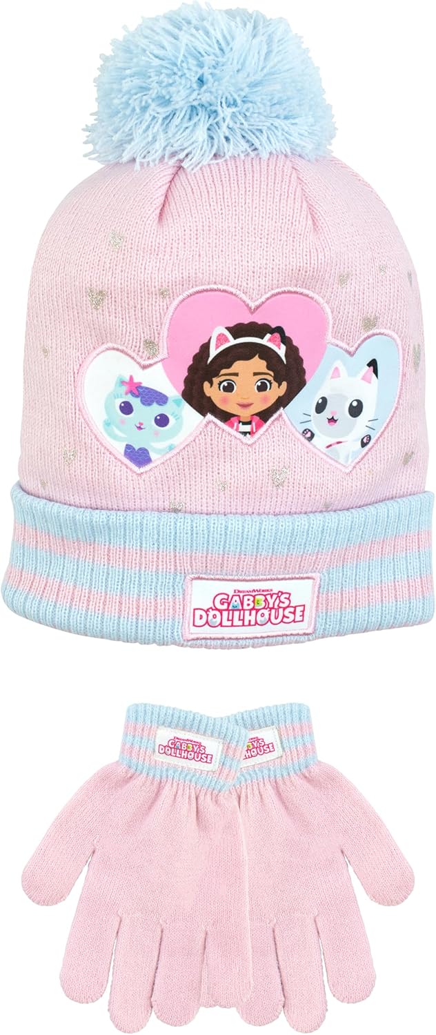 Amazon.com: Gabby’s Dollhouse Hat and Glove Set for Girls | Kids Hat ...