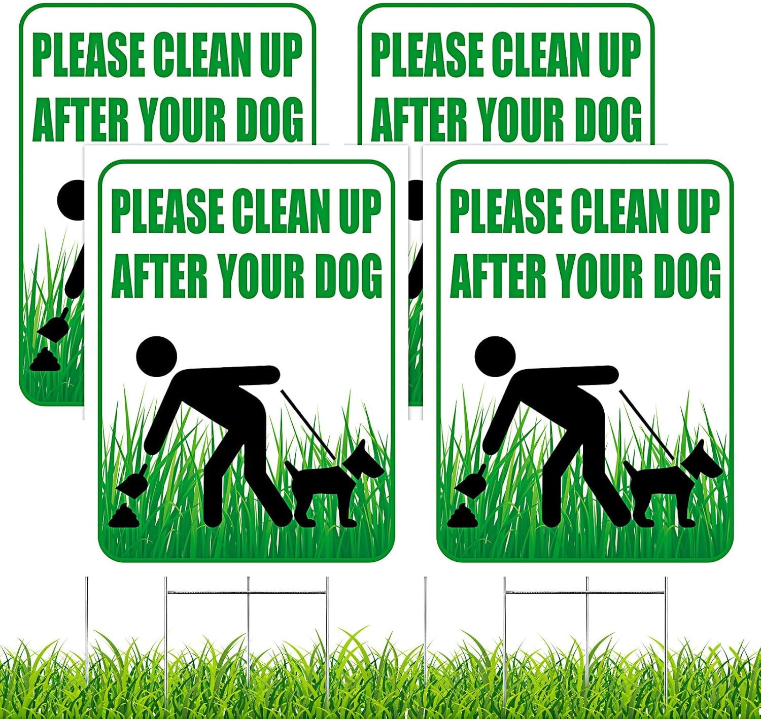 Amazon.com : 4 Pieces Clean Up After Your Dog Signs 12" x 16" Double ...