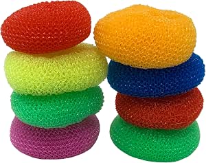 Amazon.com: 8 Assorted Colors Plastic Mesh Scourer Sponge for Dishes ...