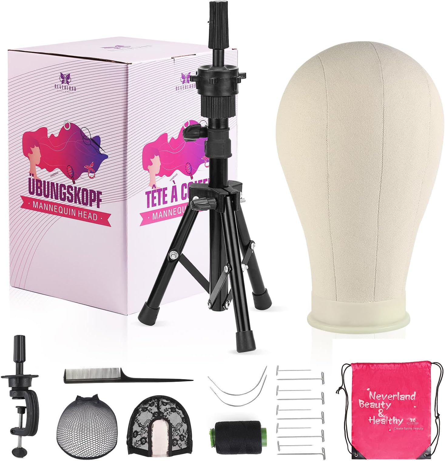 Amazon.com: Hemndic Wig Stand with Head, Height Adjustable Wig Stand ...