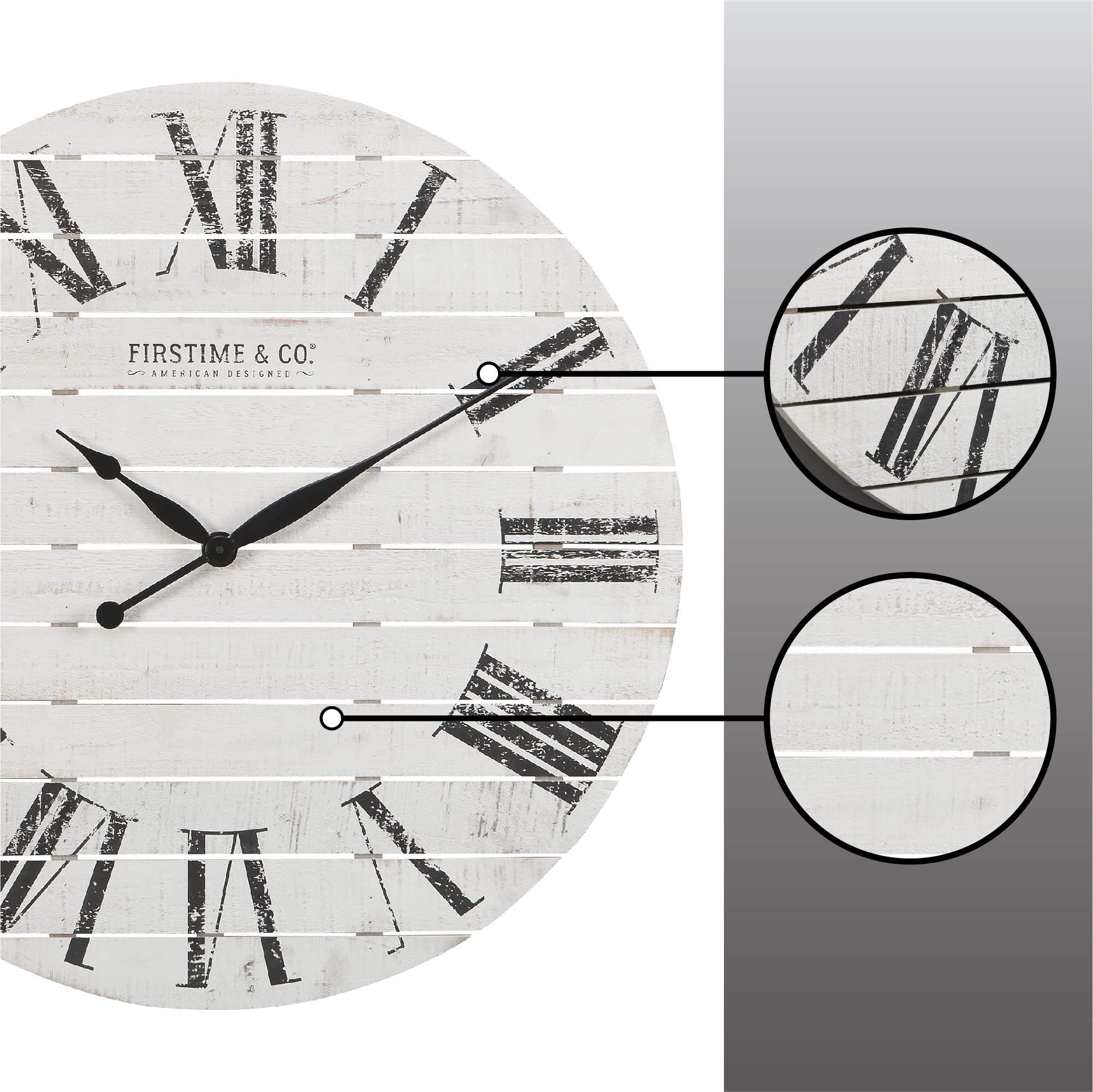 FirsTime & Co.® Farmhouse Shiplap Wall Clock, American Crafted, White ...