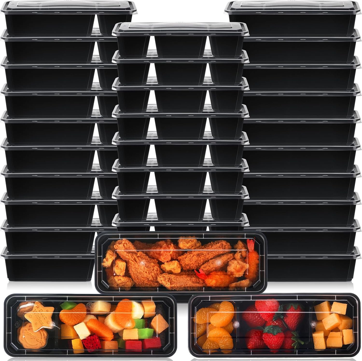 Amazon.com: Reallnaive 60 Pcs 19 oz Small Meal Snack Containers 1/2/3 ...