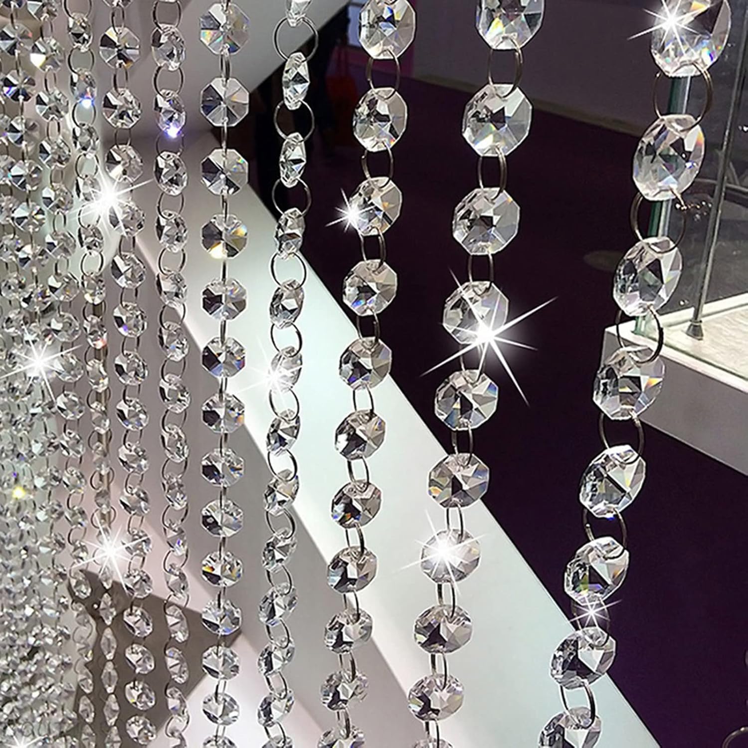 Amazon.com: 33ft Acrylic Crystal Beads Garland 14mm Chandelier Crystals ...