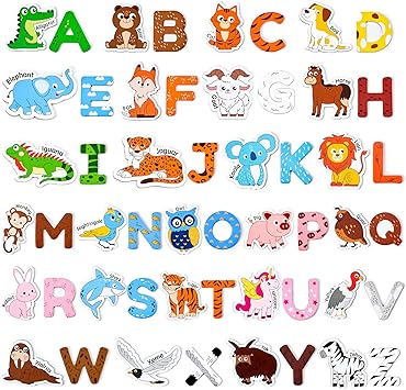 Amazon.com: JoyCat Wooden Fridge Magnets for Toddlers – 26 Cute Animals ...