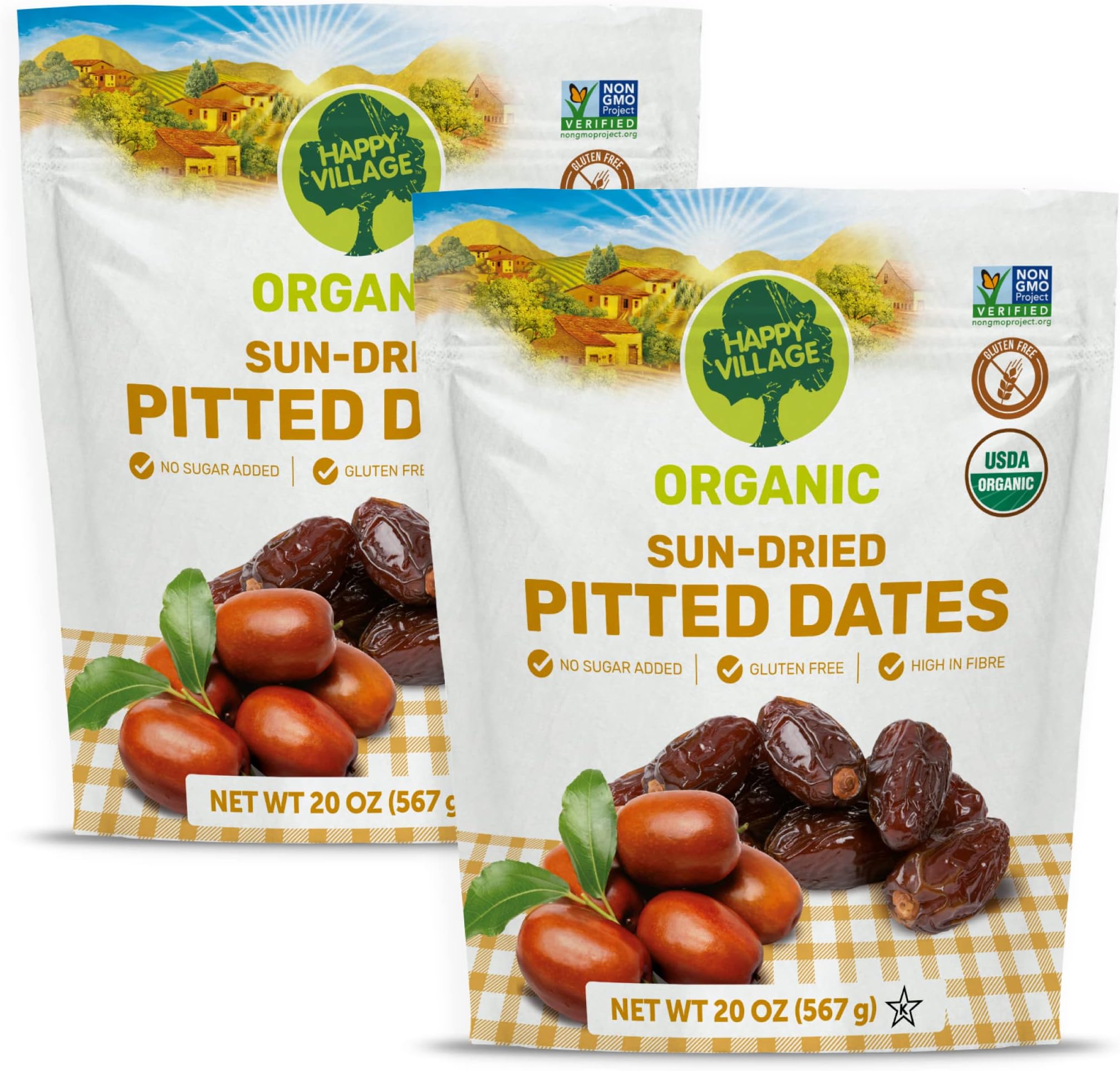 Amazon.com: Happy Village Organic Dates Pitted, No Sugar Added Dried ...