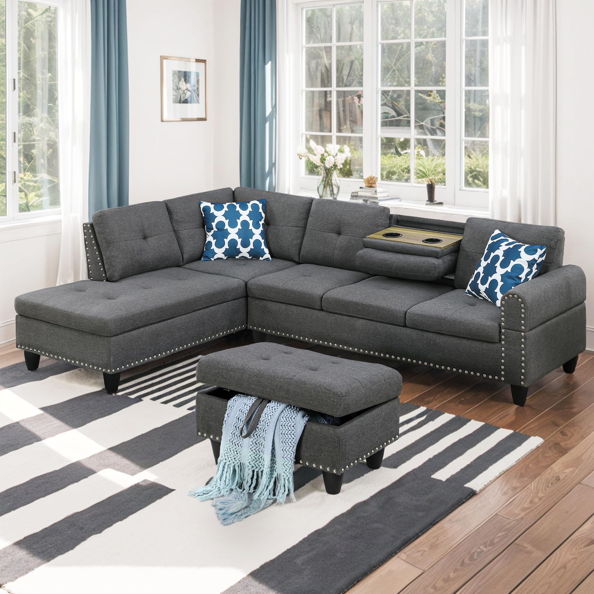 Amazon.com: UBGO Sectional Couches for Living Room Furniture Sets,L ...