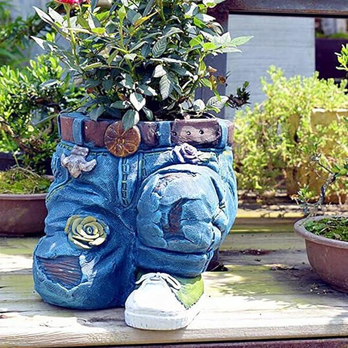 Amazon.com: druland Creative Denim Pants Resin Flower Pot, Flower ...
