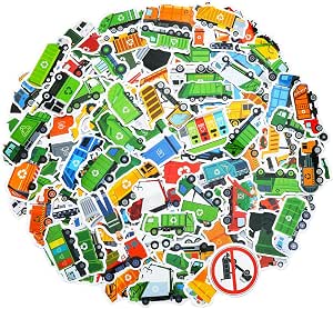 Amazon.com: 100 Pack Garbage Truck Stickers, Garbage Truck Party Favors ...