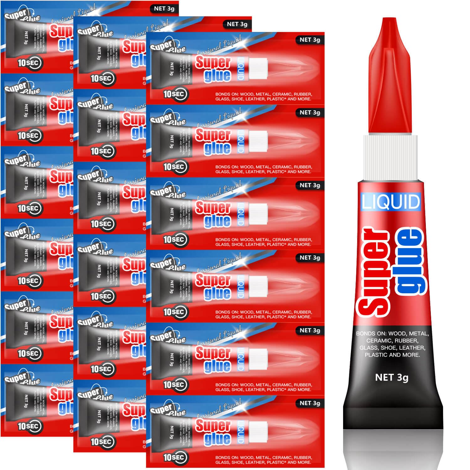 Snapklik.com : Super Glue, 18-Pack Single-Use Tubes 3 Gram Each, Super ...