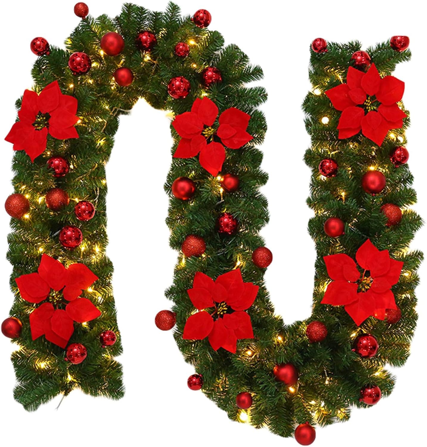 Amazon.com: Realistic Green Rattan Christmas Garland, Bright Christmas ...