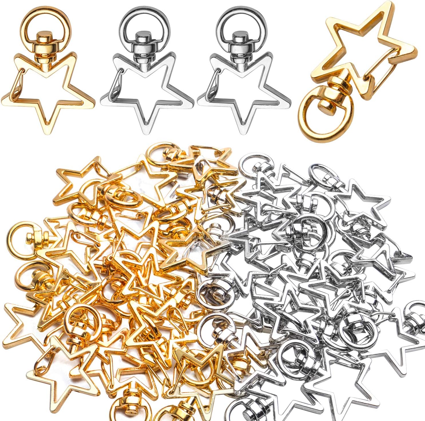 Amazon.com: Star Shape Spring Snap Keychain for DIY Crafts Jewelry ...