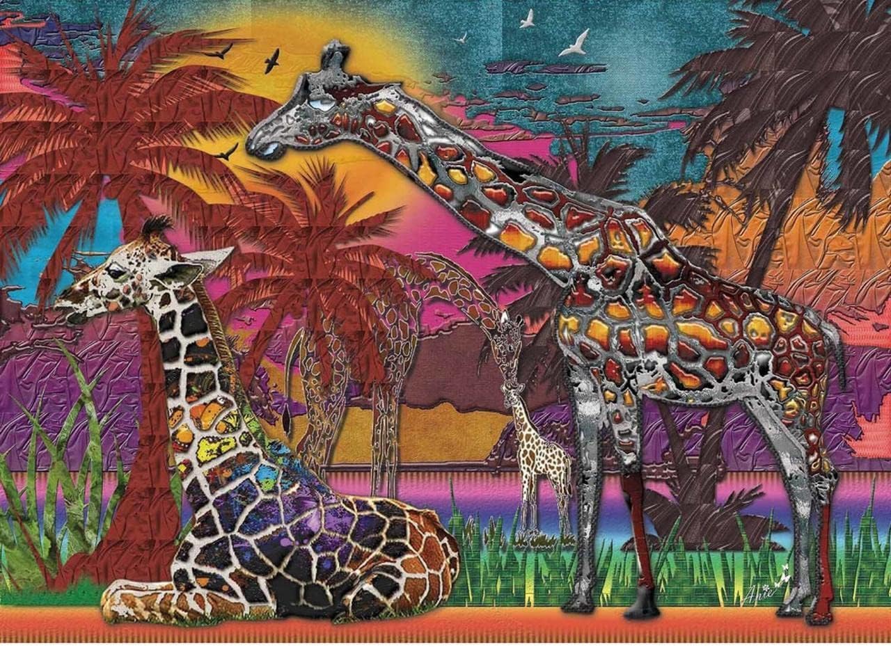 Rainbow giraffes 1000 pieces jigsaw puzzle : Amazon.ca: Everything Else
