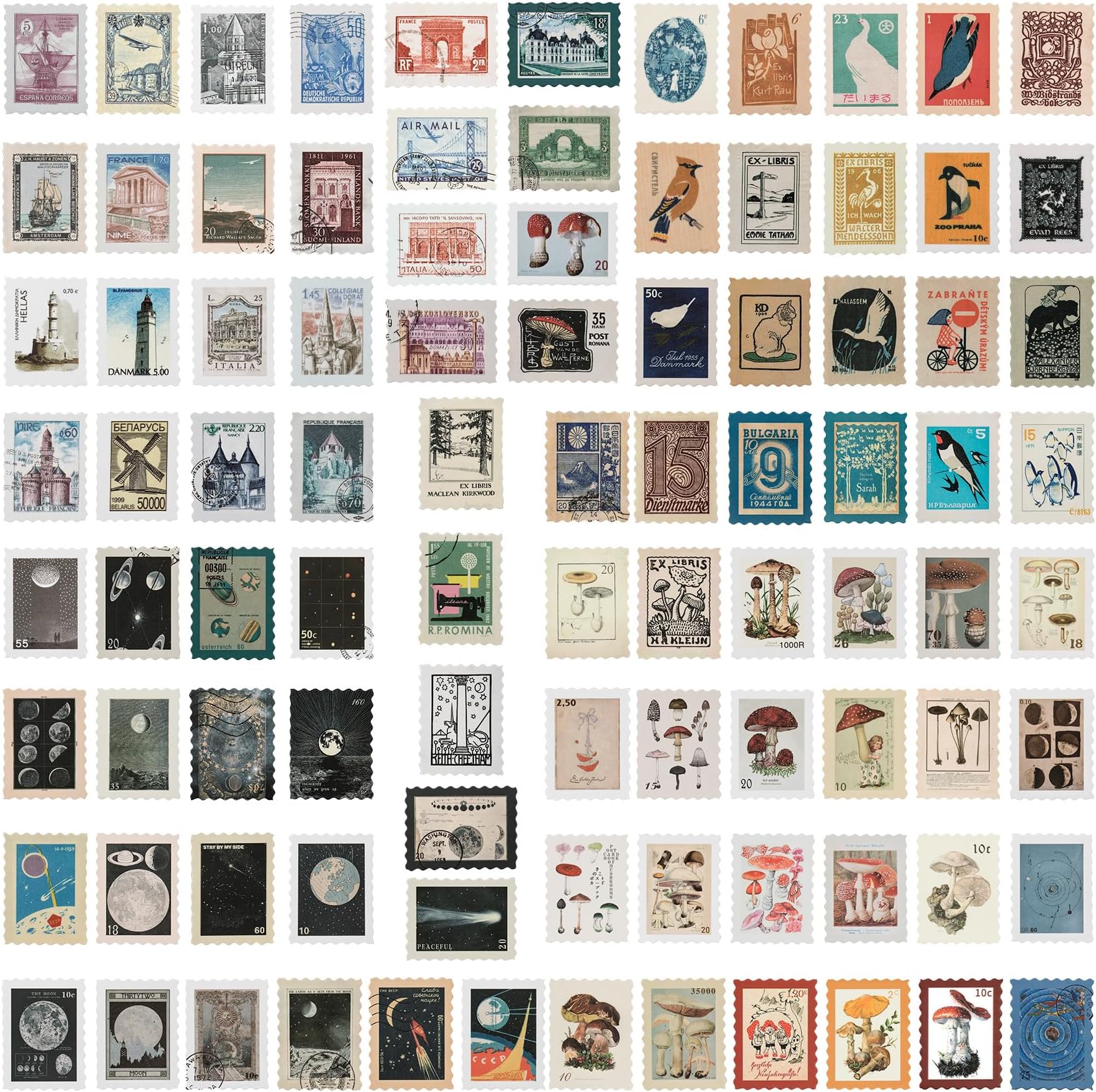 Amazon.com: Isslly 184 pcs Vintage Fake Postage Stamps Stickers ...