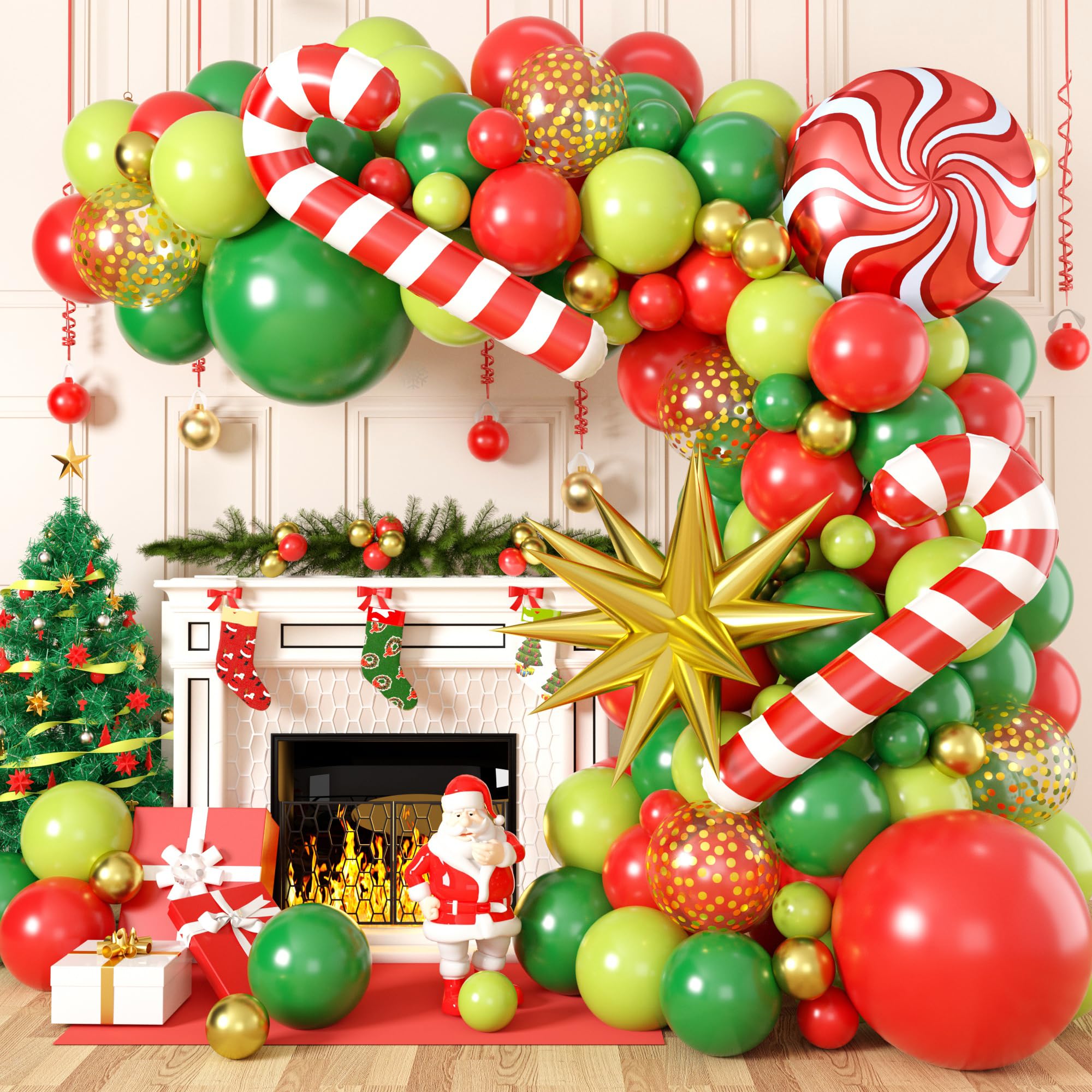 Snapklik.com : Christmas Balloon Garland Kit, Red Green Christmas ...