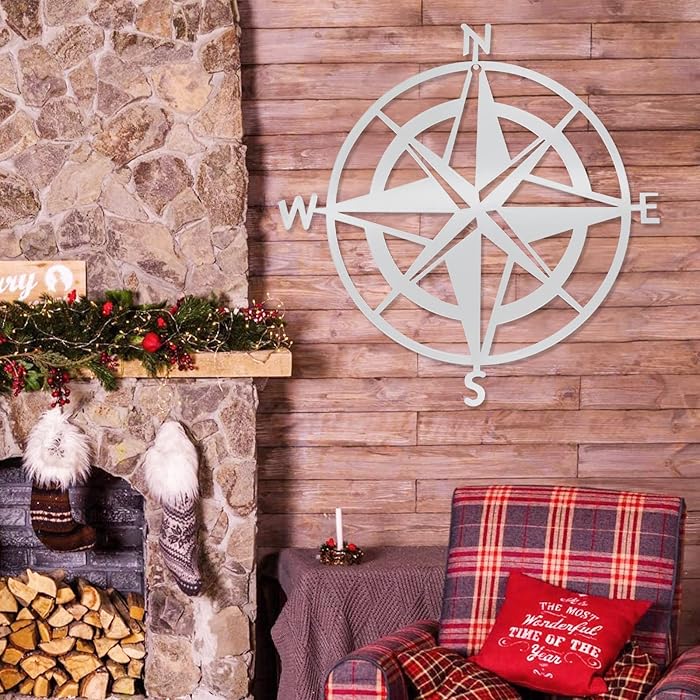 Buy aboxoo Metal Compass Wall Decor 11 inch Metal Decorative Nautical ...