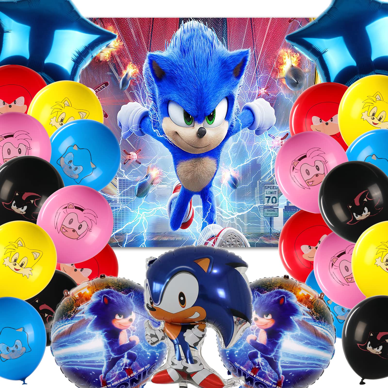 Buy Funplus Sonic Party Suppliessonic Birthday Party Decorations Backdrop Balloons Set Include