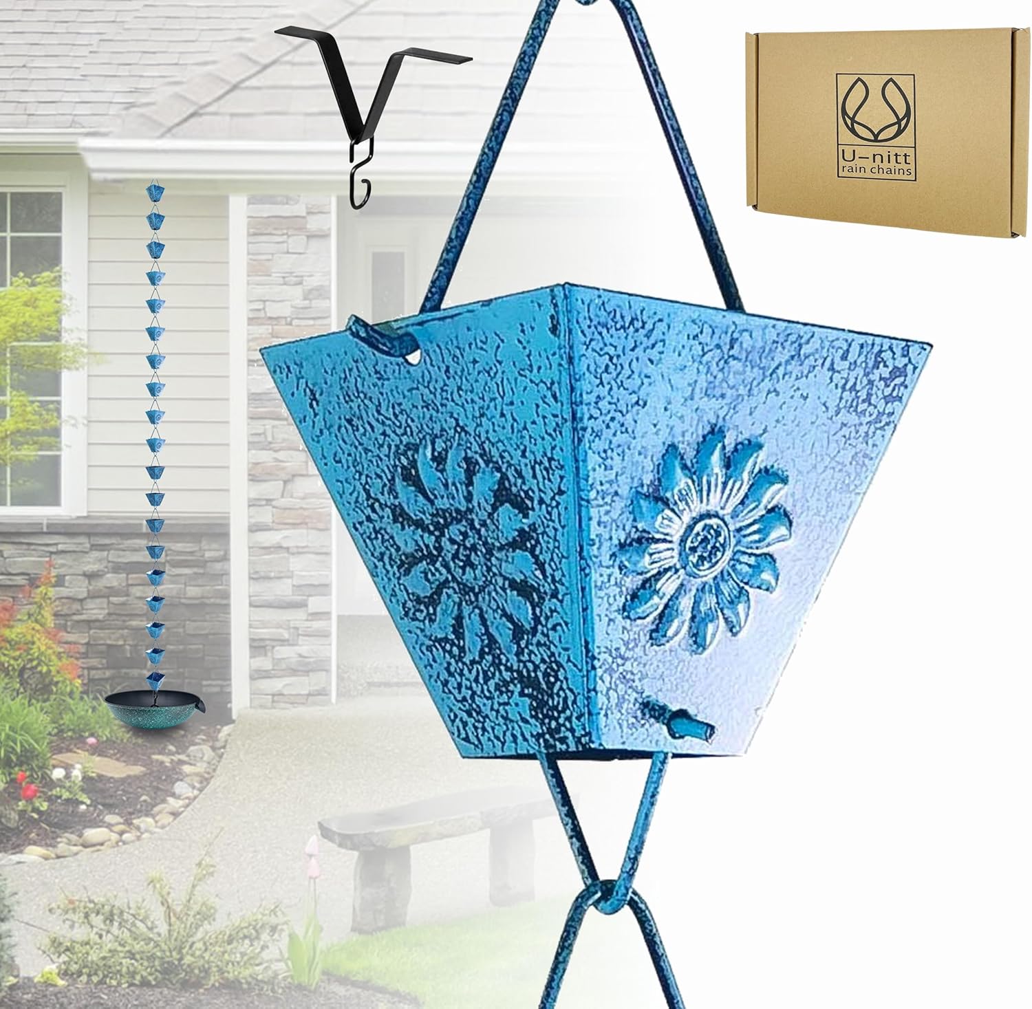 Amazon.com : U-nitt Rain Chain Water Collection for Gutters, Rainwater ...