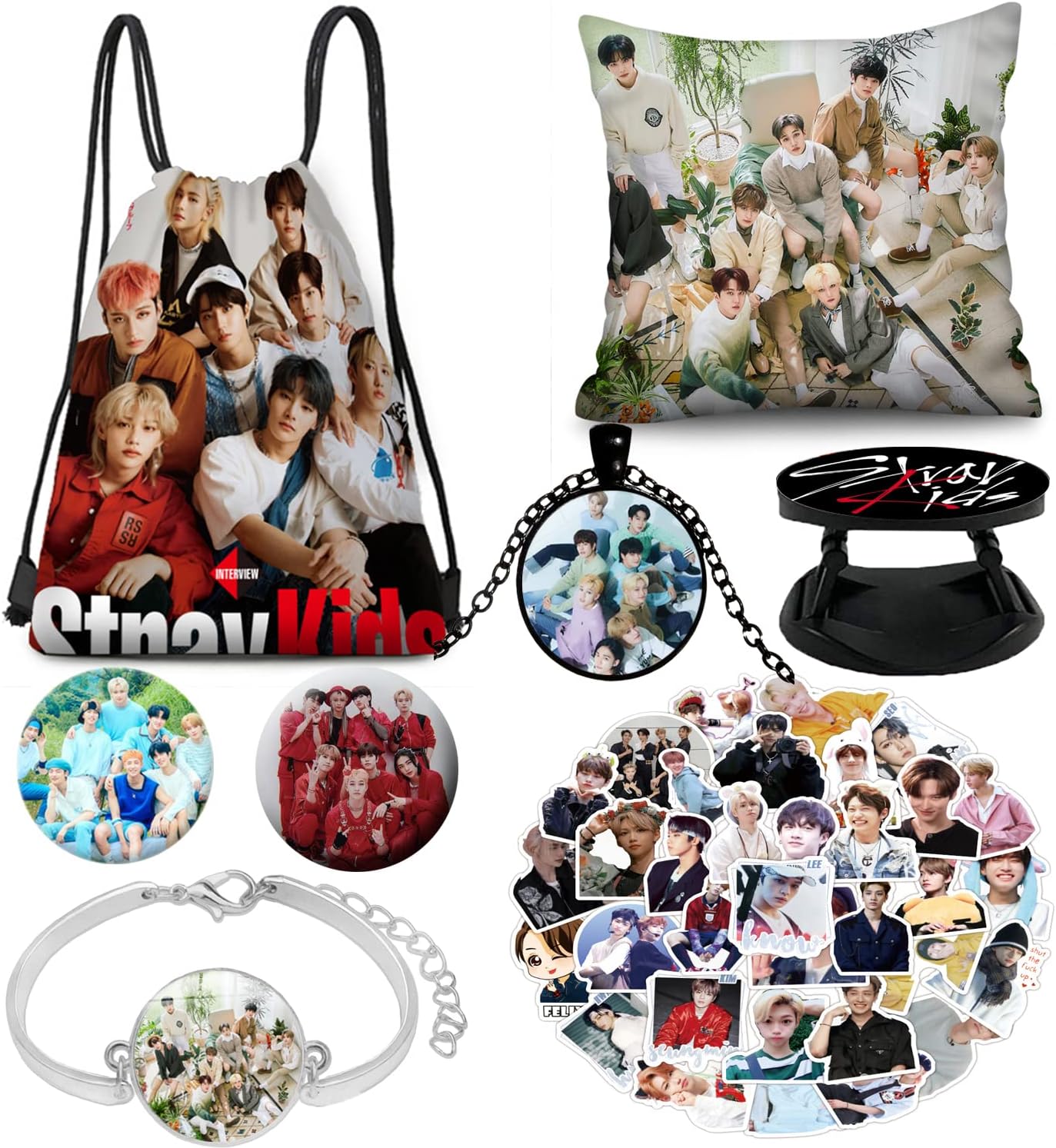 Amazon.com: Stry Kids Gift Set Drawstring Bag Backpack Button Pin 50PCS ...