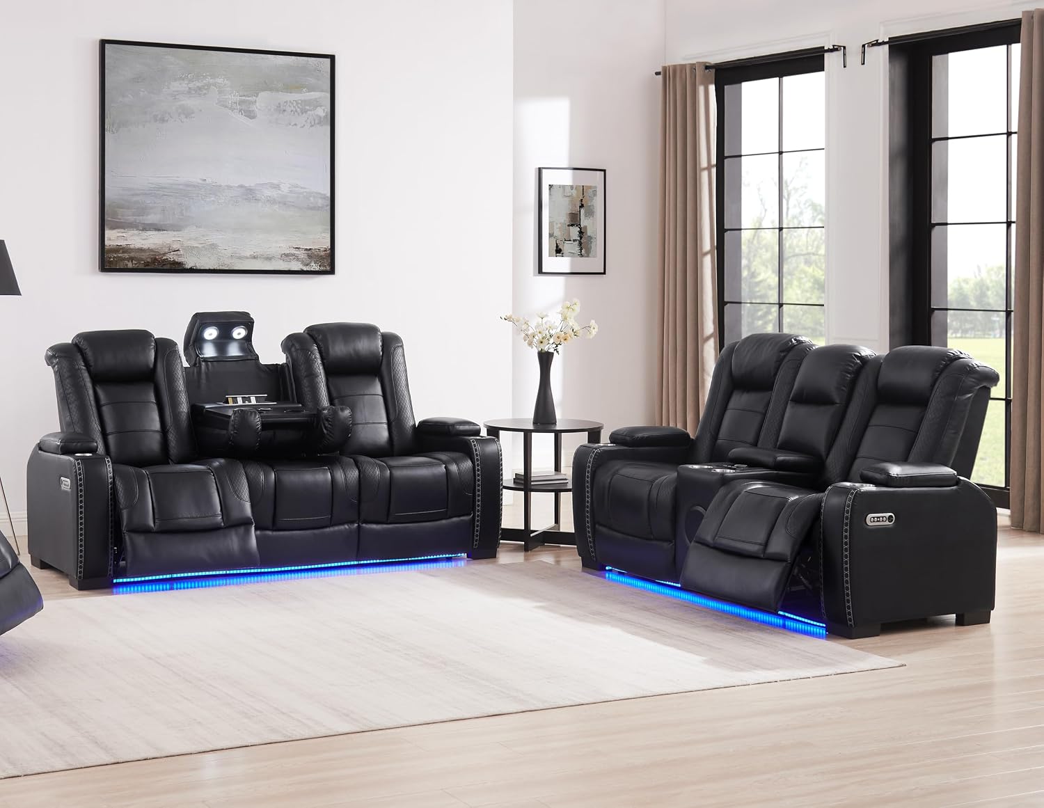 Amazon.com: THSUPER Breather Leather Power Theater Recliner Sofa Couch ...