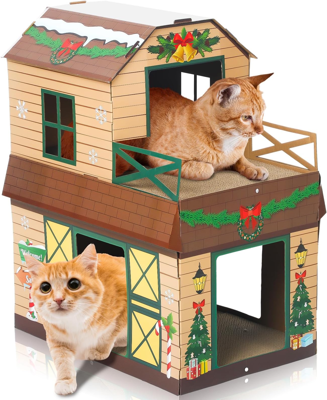 Amazon.com : Shappy Christmas Cardboard Cat House Cat Scratcher House ...