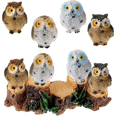 Amazon.com: 5 Pieces Owls Fairy Garden Miniature Ornaments Mini Animals ...