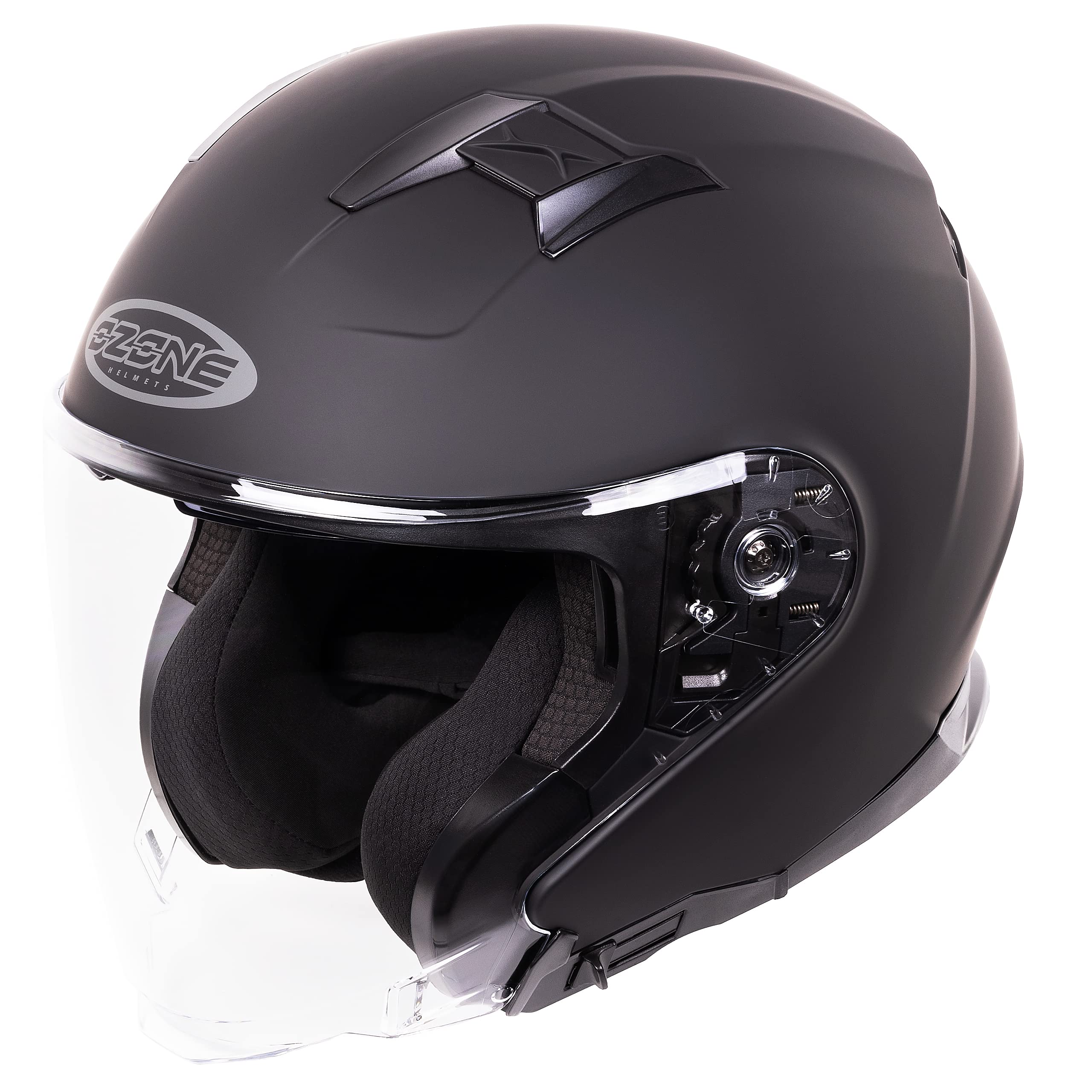 Buy OZONE MOTO Square Jet Motorcycle Helmet Wide Visor Long Visor and ...