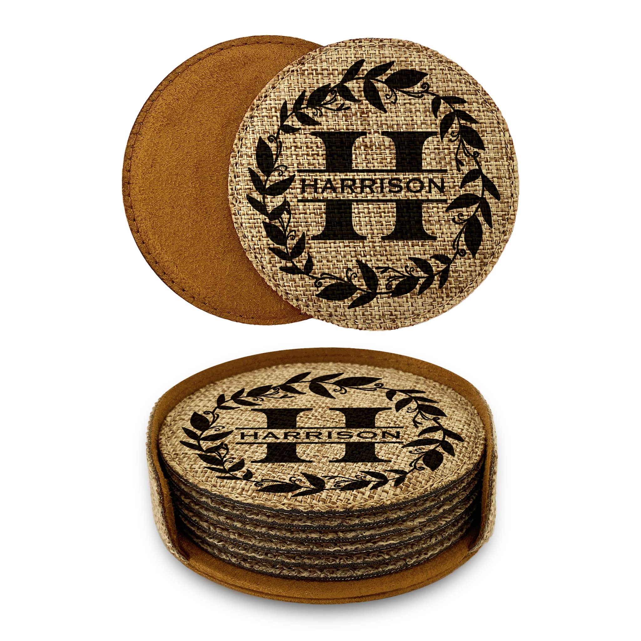 Amazon.com: Smile Art Design Family Monogram PERSONALIZED COASTER Set ...