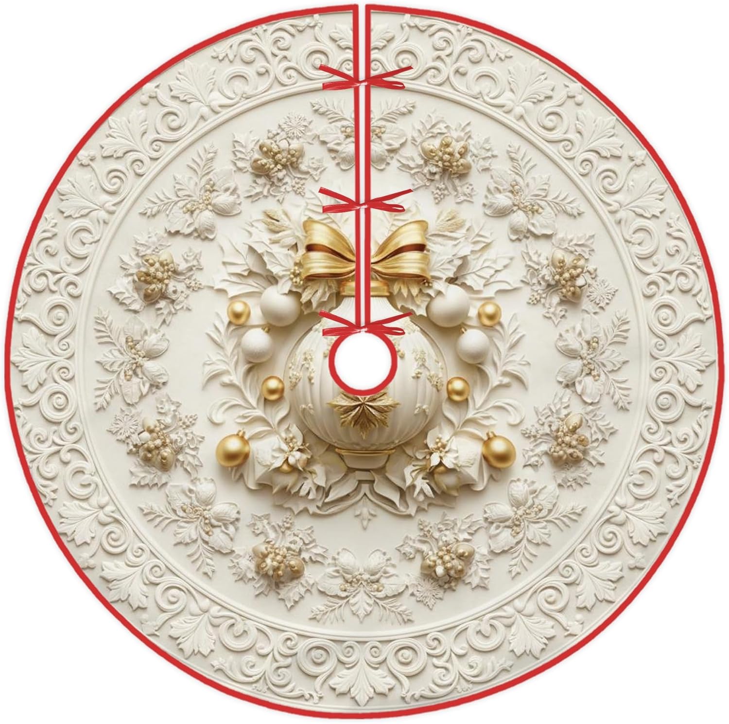 Amazon.com: Bow Tree Skirt, Art Christmas Elegant Ornament Floral Xmas ...