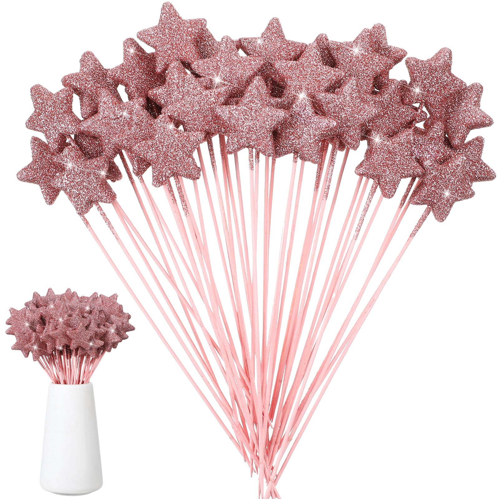 Amazon.com: Suzile 60Pcs Rose Golden Star Picks for Christmas Tree 8 ...